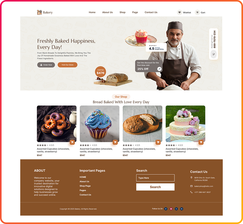 Fresh Bakers Shop Theme - Best Free Website Templates for Bakeries