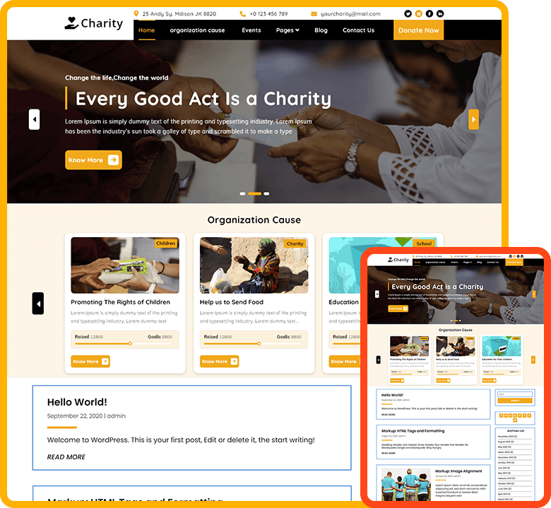 Free Charity WordPress Theme | Charity Foundation Website